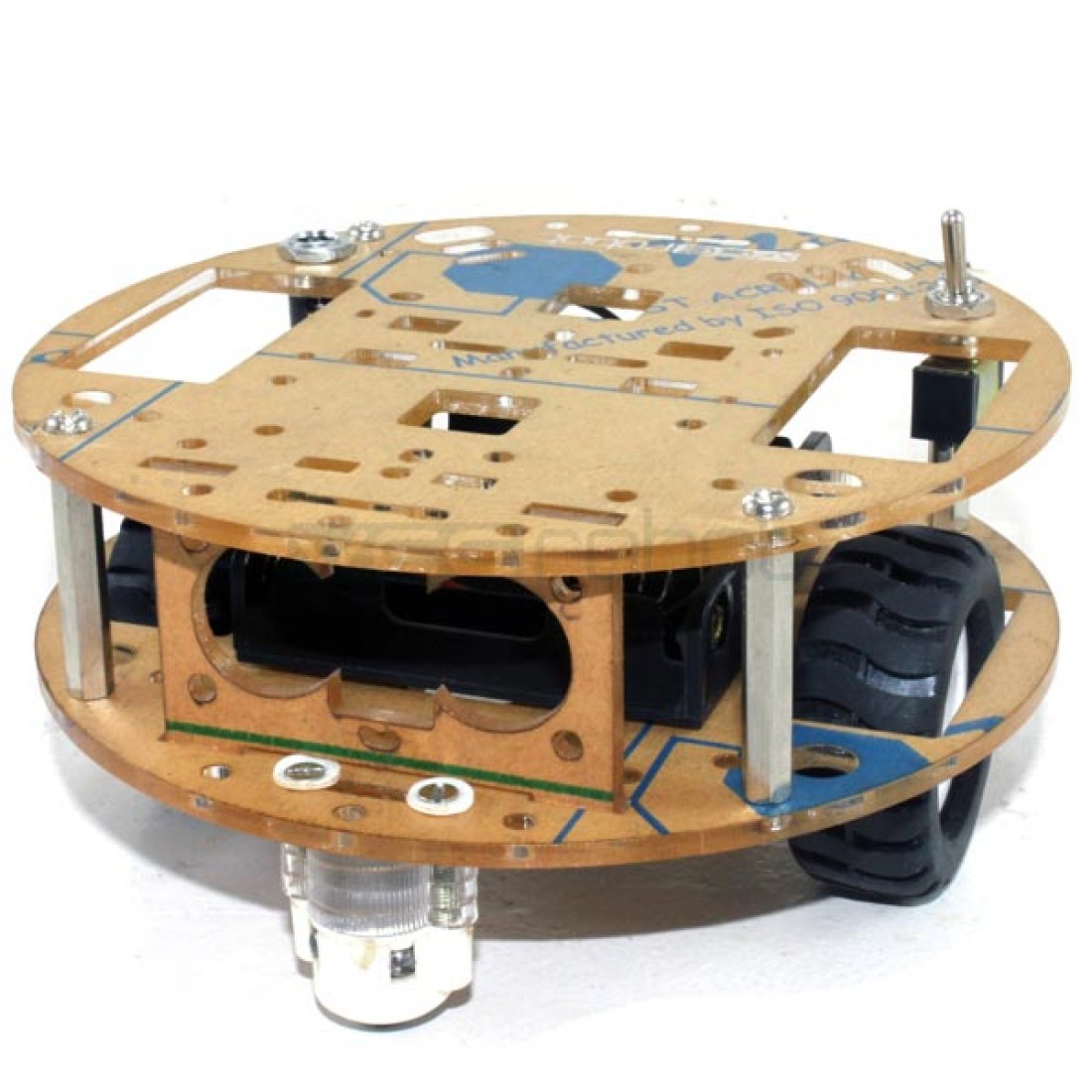 Robot 2WD Chassis with N20 Metal Gear Motors - Clear Acrylic - Round