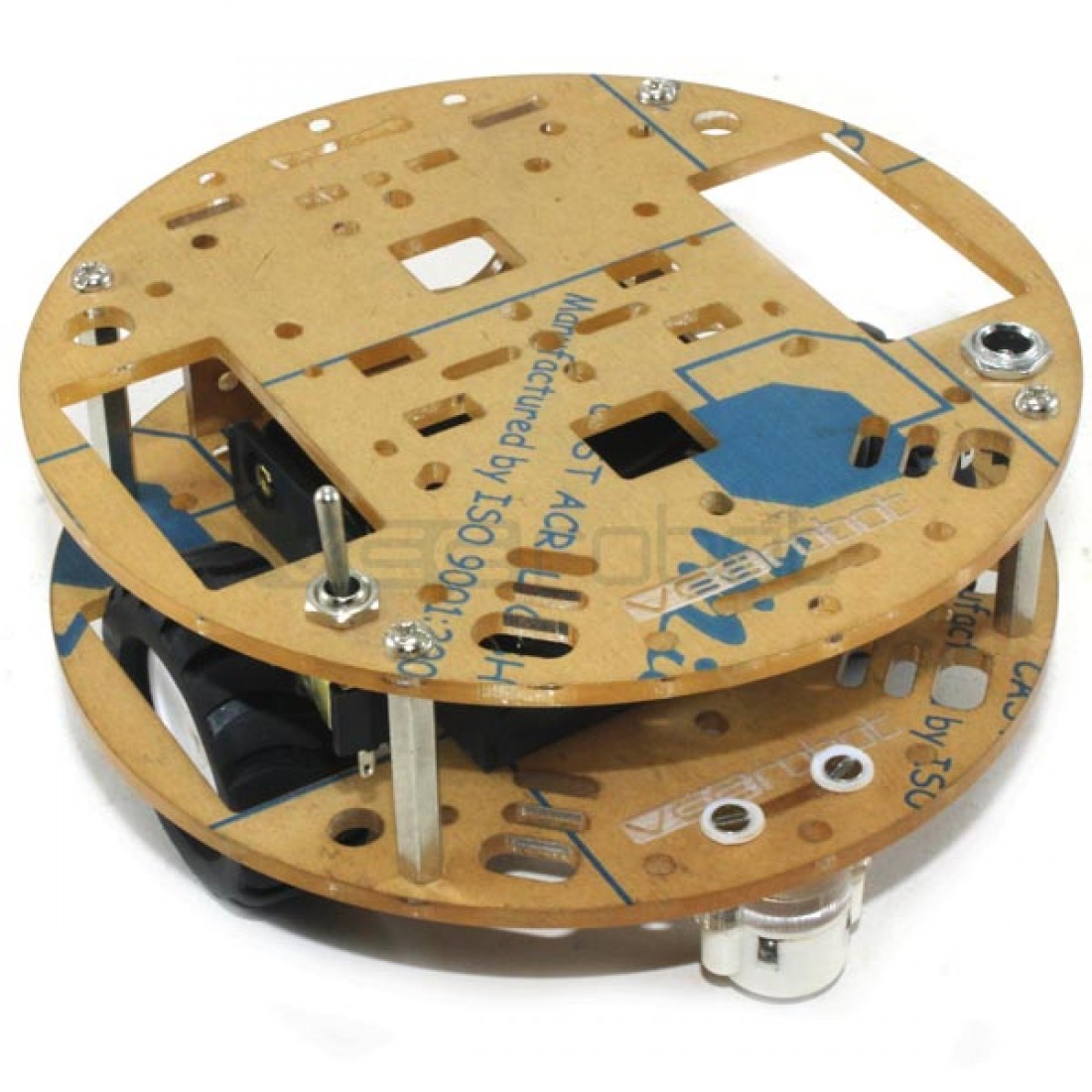 Robot 2WD Chassis with N20 Metal Gear Motors - Clear Acrylic - Round