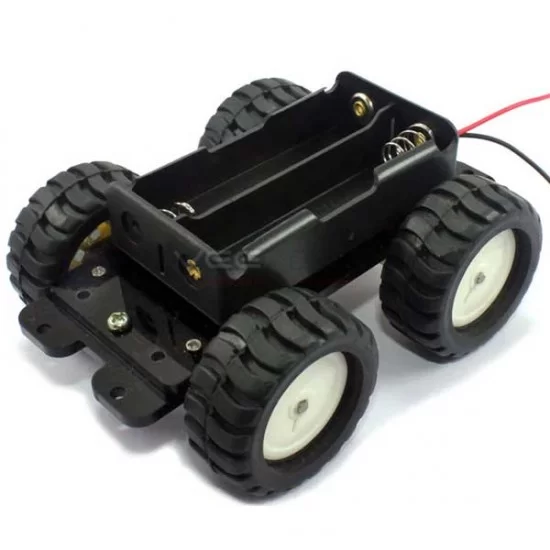 4WD Chassis with N20 Metal Gear Motors - Black Aluminum