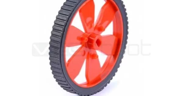 Robot Plastic Wheel with Rubber Tire (70 x 7mm) - Red